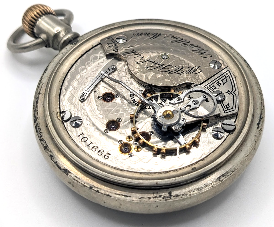 RARE Antique WC Haubrick 17 Jewels Mechanical Pocket Watch NOT RUNNING ...