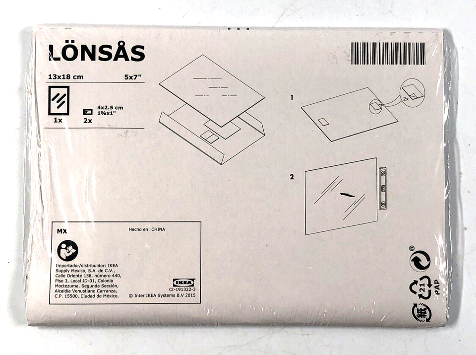 IKEA LONSAS Mirror 13x18cm -5" x 7" with 2 x Adhesive Pads LÖNSÅS 605. ...