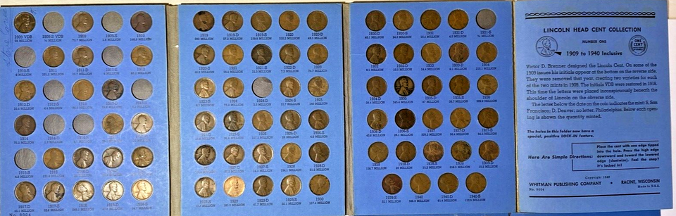 1909-1976 NEARLY COMPLETE 165/177 Lincoln-Wheat Coin Set Semi-Key Dates ...