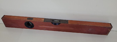 24" Stanley No. 3 Cherry Wood Level Brass Plates Ends, Vials Intact ...