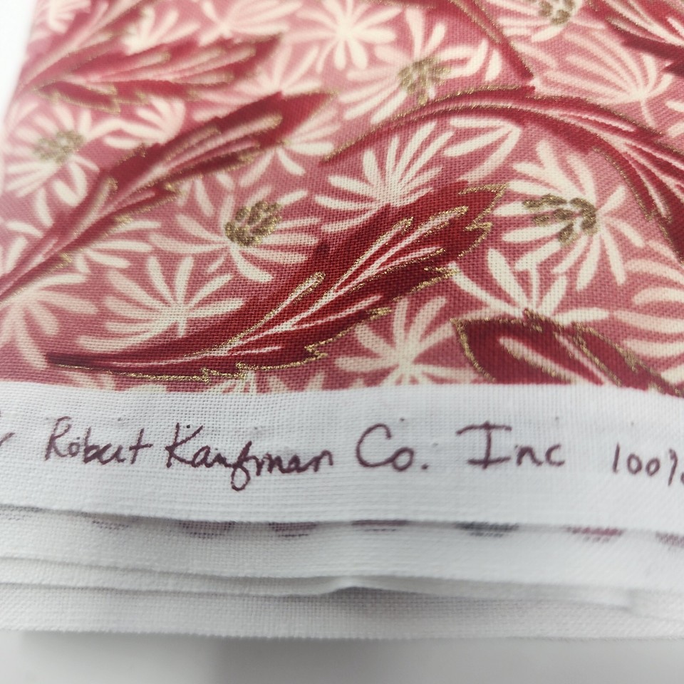 Jennifer Sampou Fabric 'Vintage Essentials' Kaufman Red Fern Metallic ...