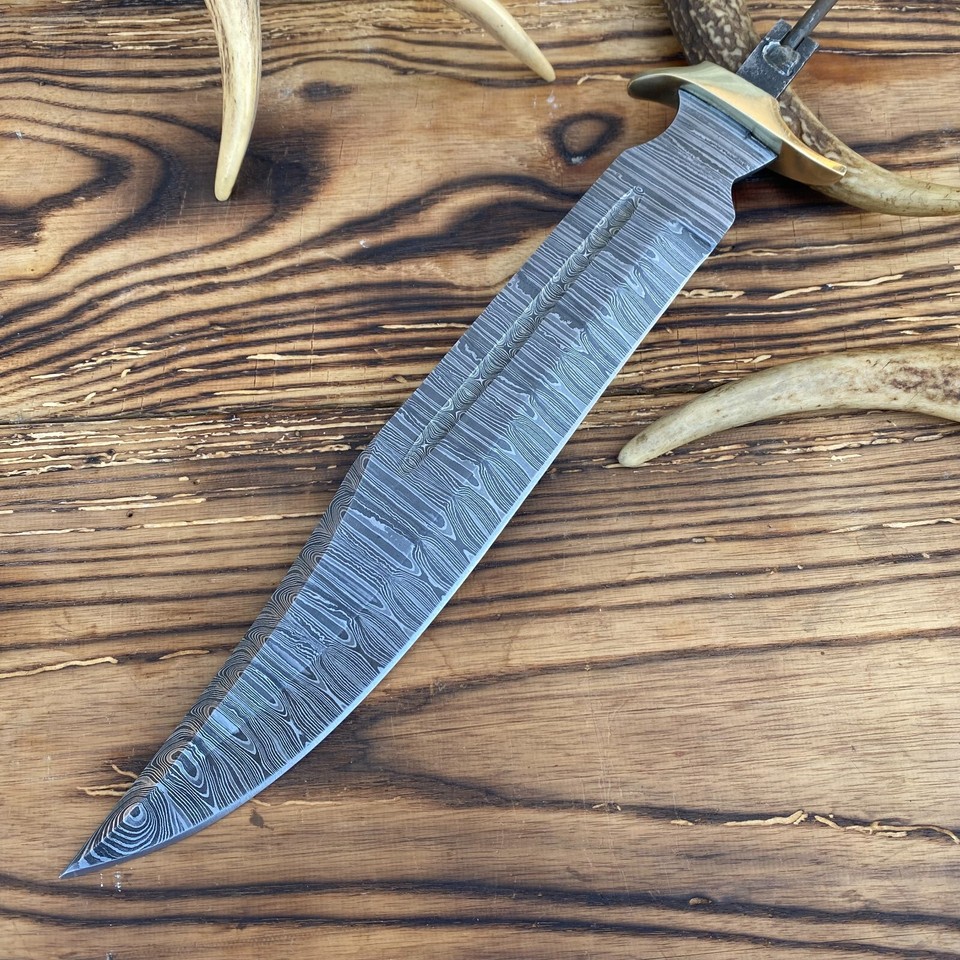 SHARD BLADE CUSTOM HAND FORGED DAMASCUS STEEL BOWIE BLANK BLADE HUNTING ...