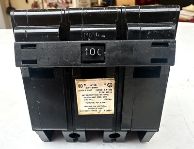 Crouse Hinds 100 Amp 240 Volt 3 Pole Circuit Breaker Push Snap In Type ...