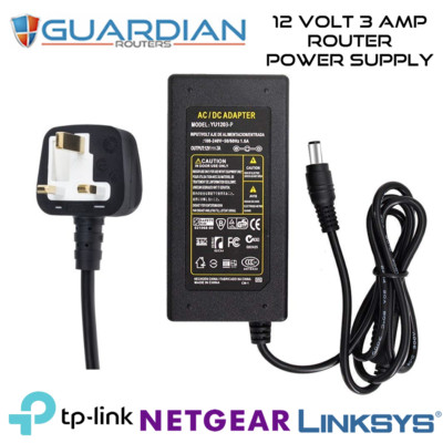 Netgear Linksys TP-Link Router Power Supply 12v 3A Fits R7000 WRT1900 ...
