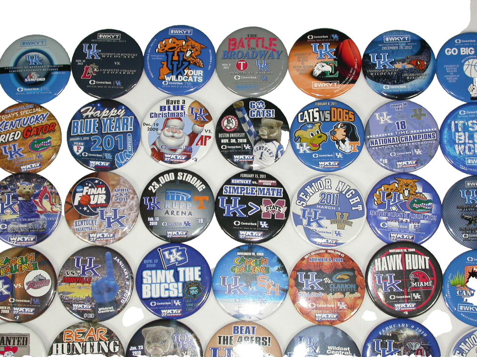 UK Kentucky Wildcats Basketball Pinback Buttons Huge Collection HTF Lot ...