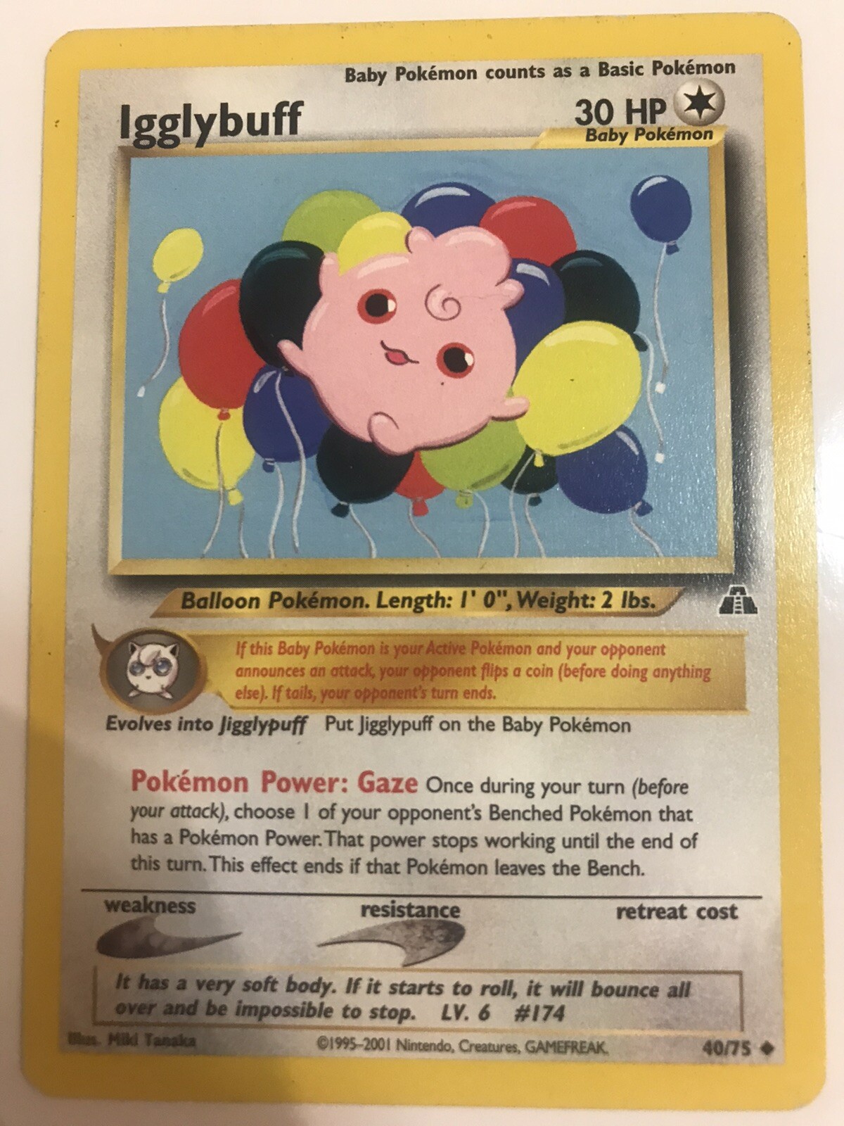 Igglybuff 40/75 Neo Discovery Pokemon Card Uncommon Very Good Condition ...