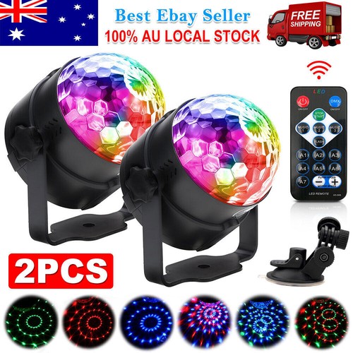 2X USB Disco Lights Party DJ LED RGB Stage Lamp Strobe Crystal Magic ...