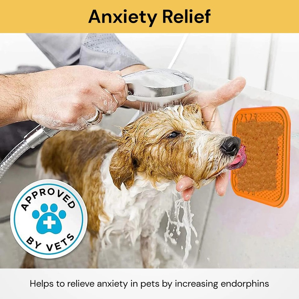 Silicone Dog Pet Lick Mat Pad Boredom Buster Slow Feeder Bath Grooming ...