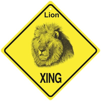 Lion Crossing Xing Sign New 14 3/8 x 14 3/8 | eBay