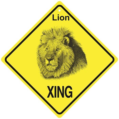 Lion Crossing Xing Sign New 14 3/8 x 14 3/8 | eBay