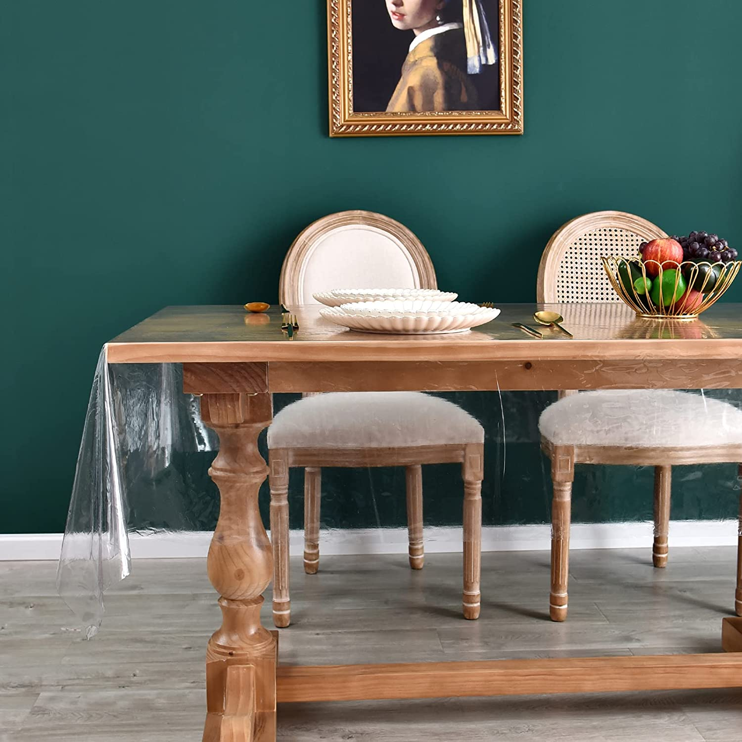 100% Waterproof Clear Plastic Tablecloth, Vinyl Rectangle PVC Table ...