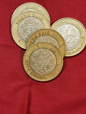 Five 10 PESOS Bi-Metal lot Mexico Pesos Aztec Calendar Coin FAST ...