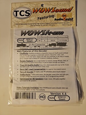 TCS 745-1525 Train Control Systems WOW121 Steam HO 21 PIN 8 FUNCTION ...