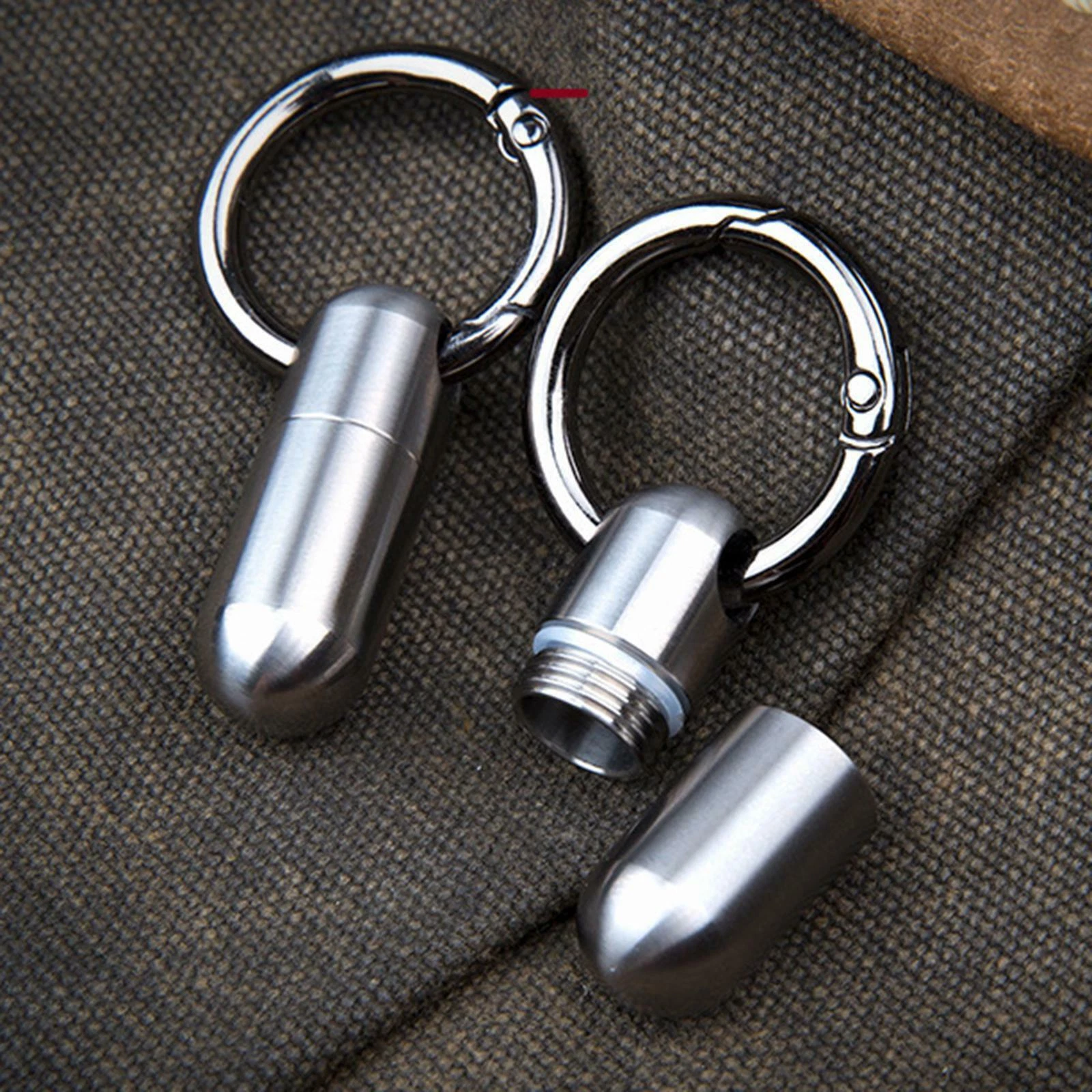 Titanium Waterproof Tank EDC Survival Seal Container Necklace Keychain ...