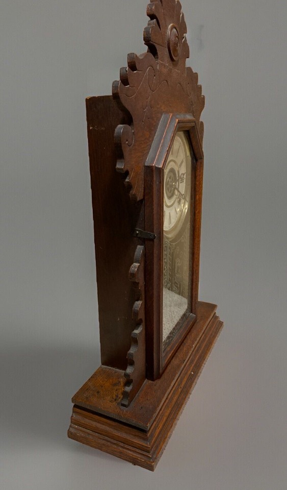 Vintage Antique Ingraham Clock Co. USA Gingerbread Kitchen Mantle Clock ...