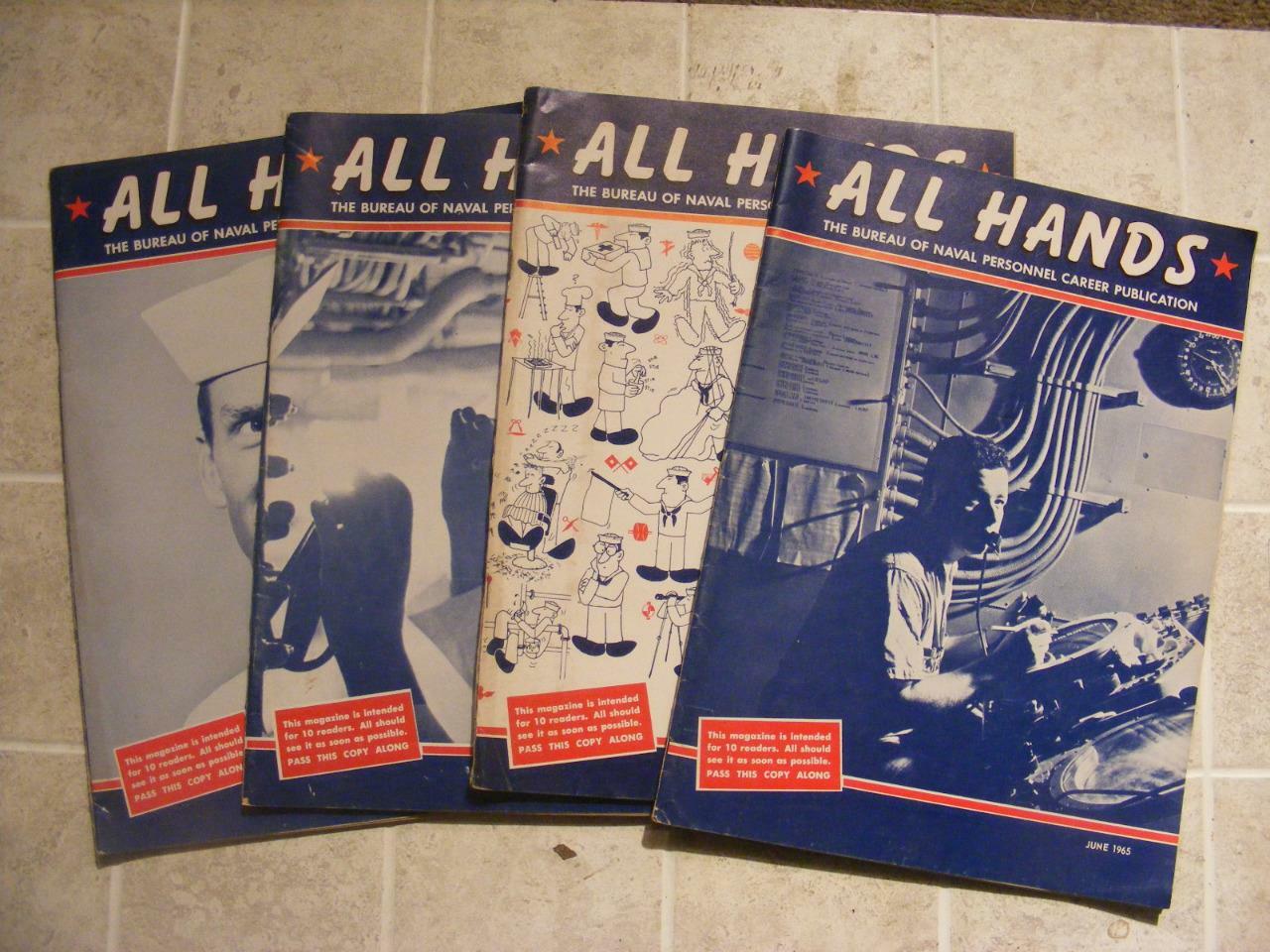 4 VINTAGE ALL HANDS MAGAZINES 1965 1966 ERA BUREAU OF NAVAL PERSONNEL ...