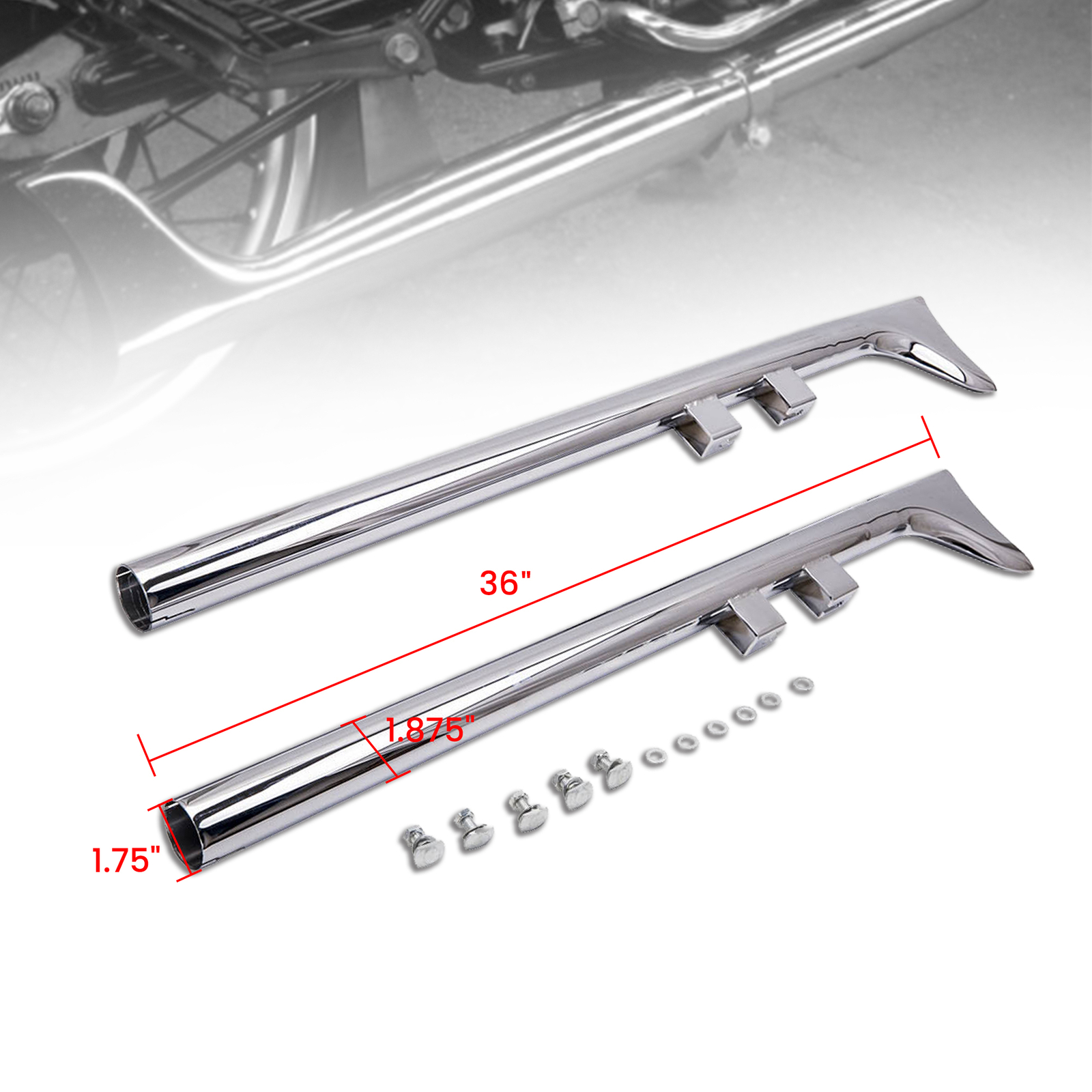 36 inch Fishtail Exhaust Slip On Mufflers For Harley Touring Bagger ...