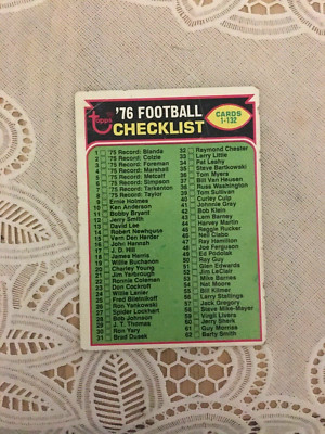 VINTAGE 1976 TOPPS FOOTBALL CHECKLIST #67 POOR UNMARKED | eBay