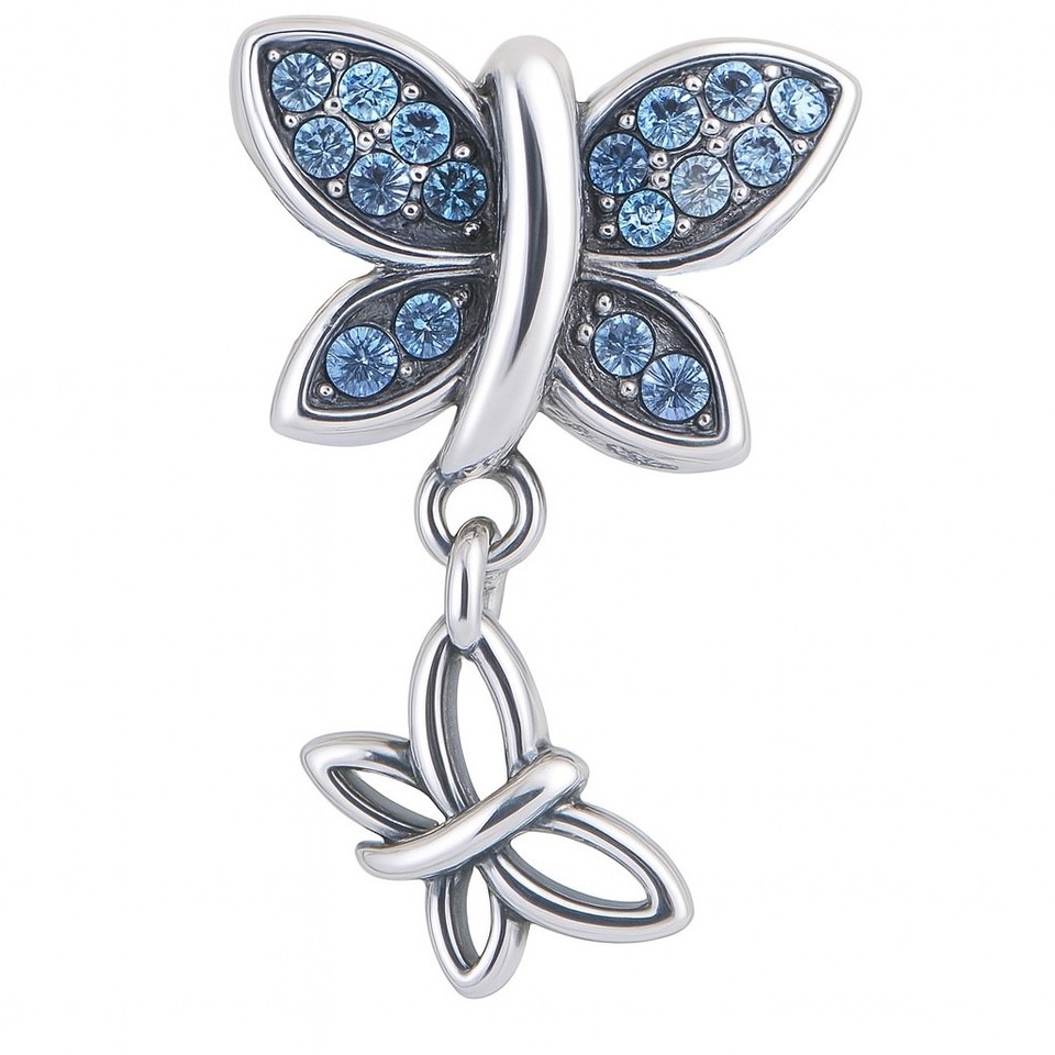 Blue Crystal Butterfly for Charm Bracelets - 925 Sterling Silver ...
