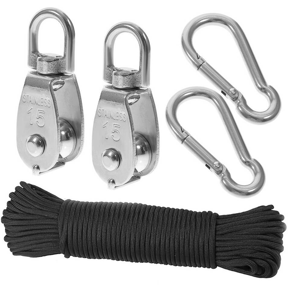 1Set Rope Pulley System with Heavy Duty Pulleys and Mounting ...