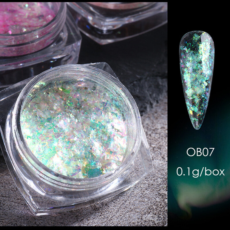 Nail Flakes Opal Nails Powder Holographic Glitter Iridescent Sequins ...