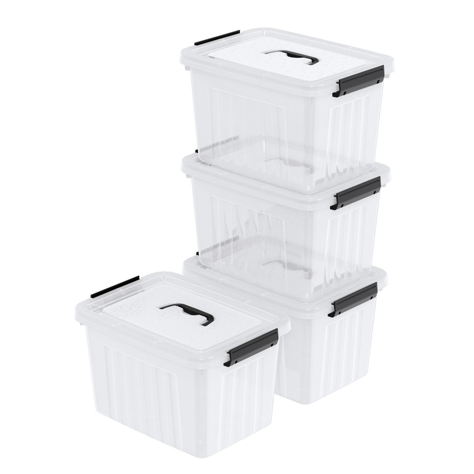 18 Quart Clear Latching Storage Box, Plastic Box with Lid and Handles ...