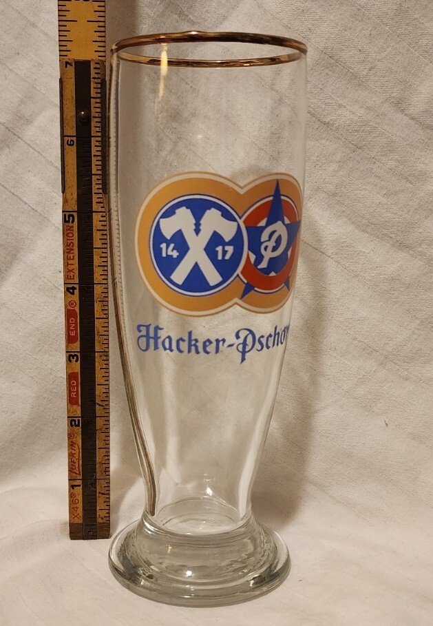 Gold Rimmed Hacker-Pschorr Half Pint Collectors Pilsnor Beer Glass ...