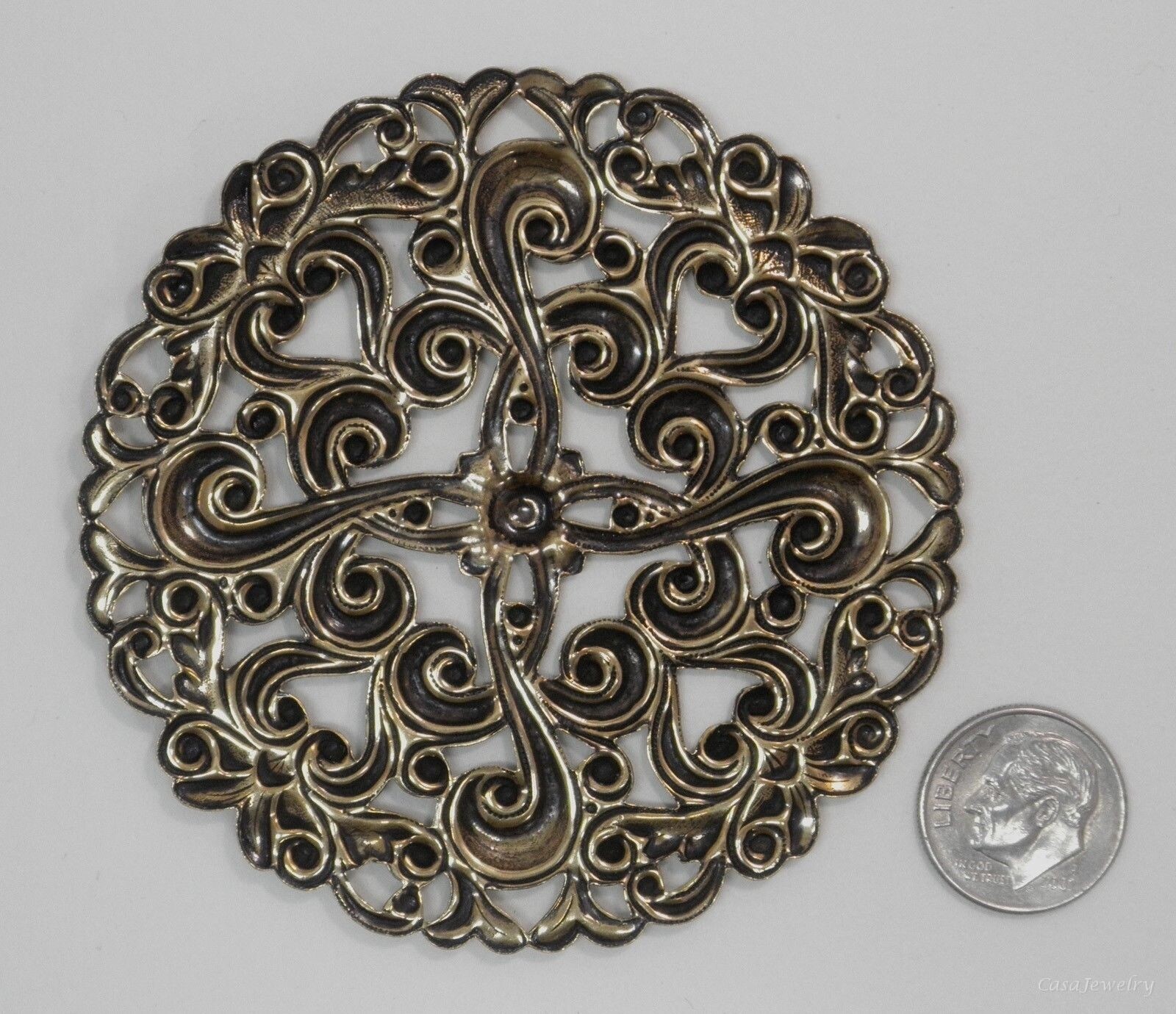 #4112 LARGE ROUND ANTIQUED GOLD FILIGREE - 1 Pc Lot | eBay