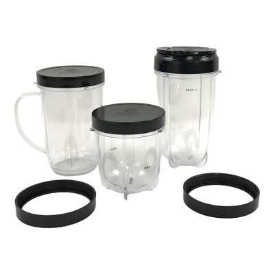 Magic Bullet - MBR 1101 Replacement Cups, Lid and Lip Rings - 8 Piece ...