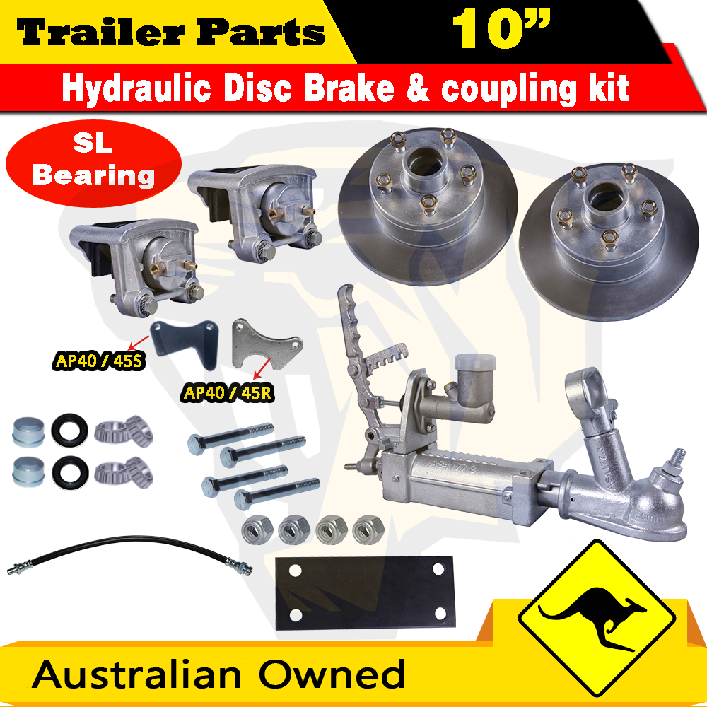 10" Galvanised 5 Stud Boat Trailer Hydraulic Disc Brake & coupling kit ...