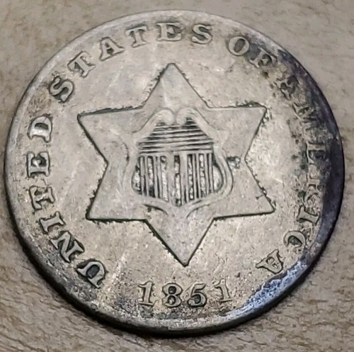 1851 3 Cent Silver Trime US Type Coin Corrosion Reverse H491 | eBay