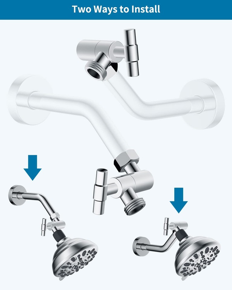 Adjustable Swivel Rain Shower Head Adapter, Shower Arm Extension for ...