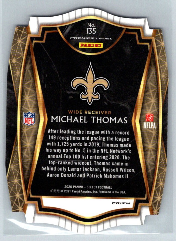 2020 Panini Select Premier Level Purple Prizm Die-Cut Michael Thomas ...