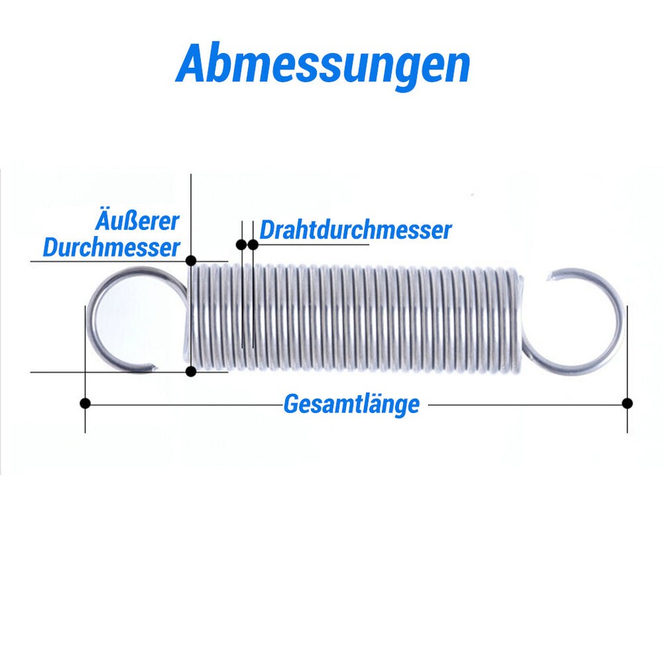 Zugfedern Edelstahl mit Haken Verlängerungsfeder Zugfeder Drahtstärke 1 ...