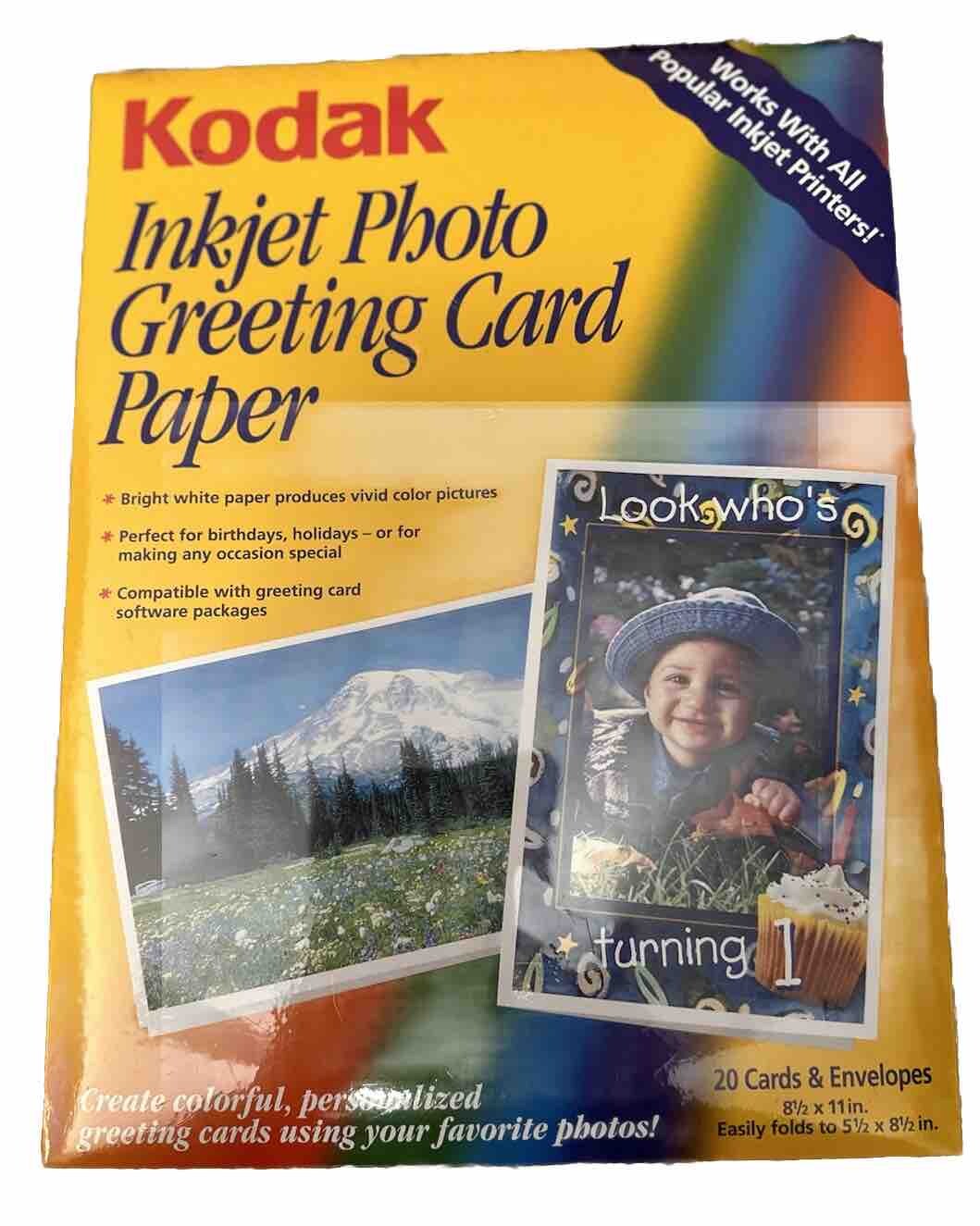 3 Kodak Inkjet Photo Greeting Card Paper 20 Cards& Envelopes Cat 106 ...