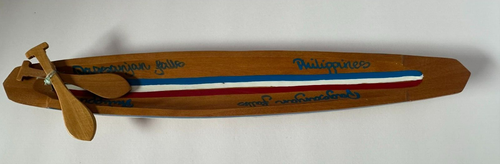 Wood Mini Canoe Row Boat Model Handcrafted Nautical Beach Coastal ...