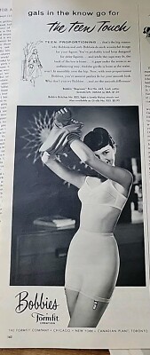 1956 women's teen touch Formfit Bobbies girdle garters bra vintage Ad | eBay