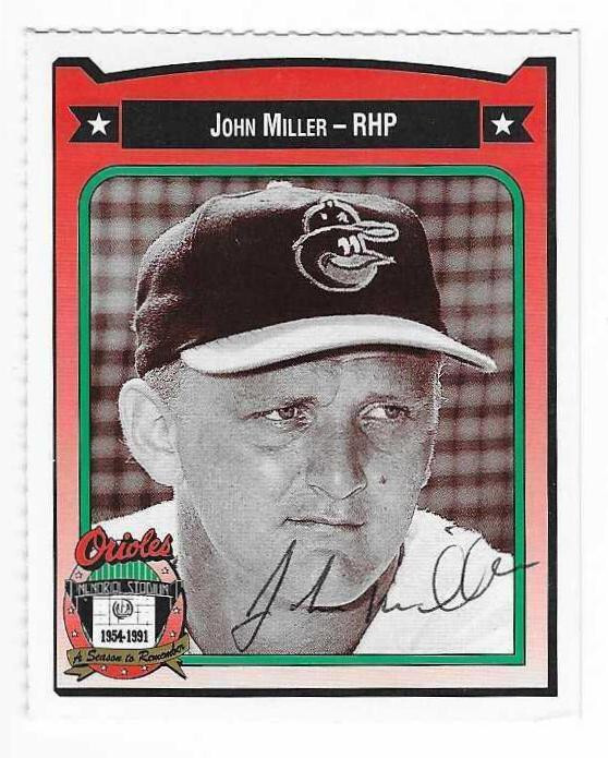 JOHN MILLER 1991 CROWN AUTOGRAPHED SIGNED # 302 BALTIMORE ORIOLES ...