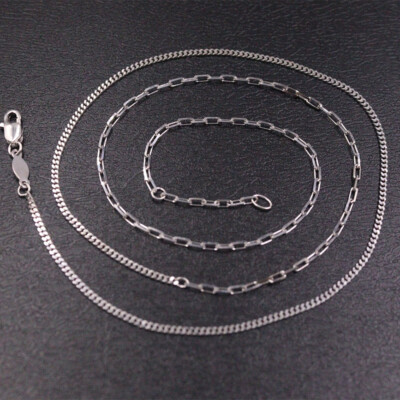 PT950 Pure Platinum 950 Chain 1.6mm Curb O AB Link Necklace 4.9-5g 19 ...