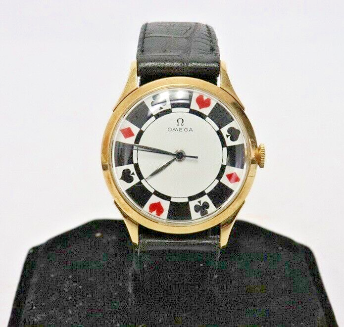 Omega 18k Rose Gold Watch Poker Naipes Dial - VERY RARE - Working Great ...