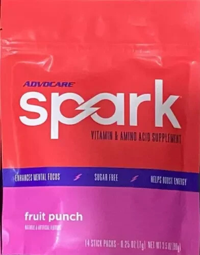 Advocare SPARK -Vitamin & Amino Acid Drink 14 FRUIT PUNCH Tubes Packets ...