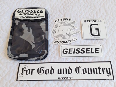 GEISSELE STICKERS & BADGE ID LANYARD HOLDER Camo White (Lot of 5) SHOT ...