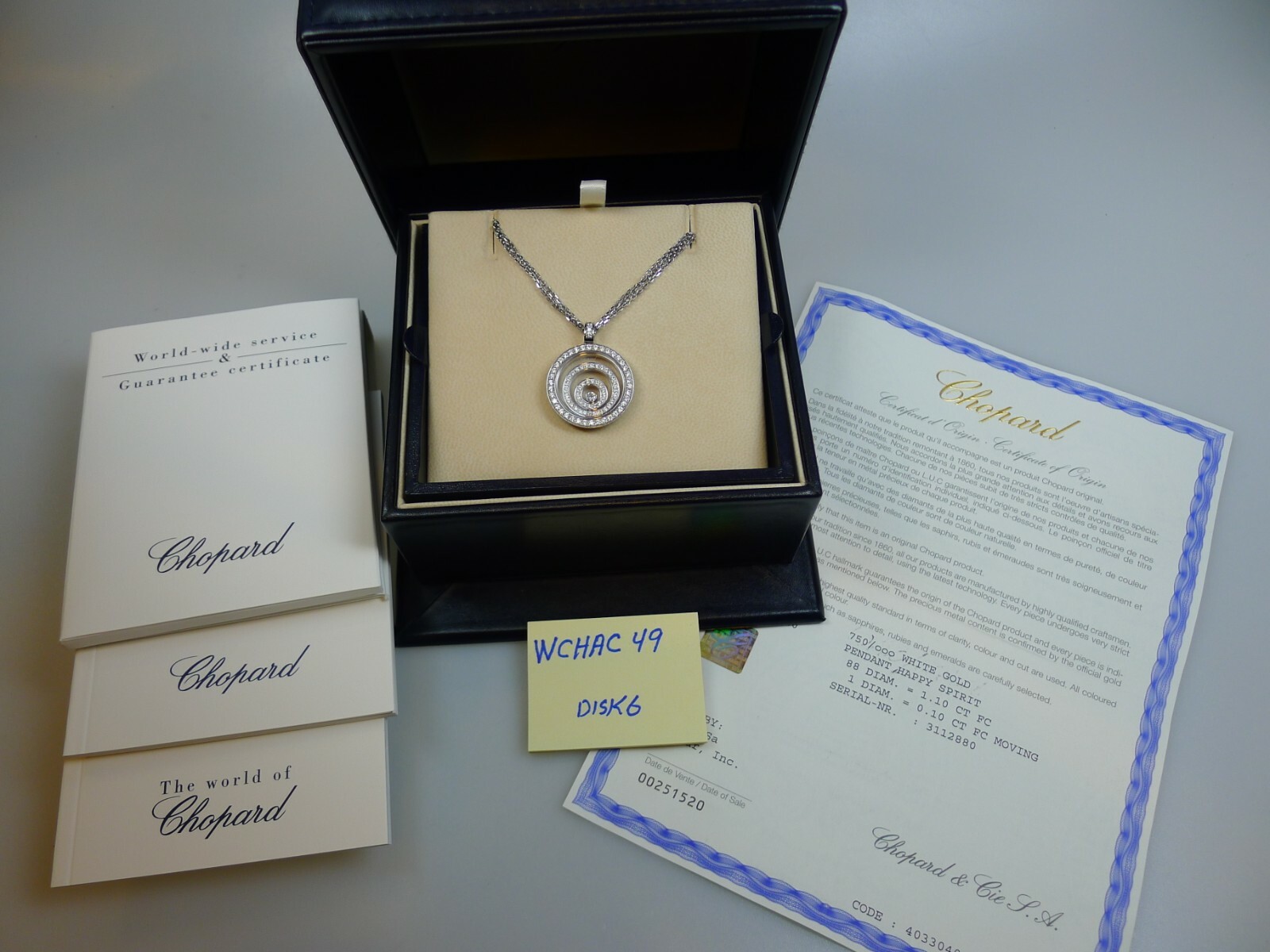 Chopard Pendant, Happy Spirit, 18KW Gold, Dia 1.20ct moving with Triple ...