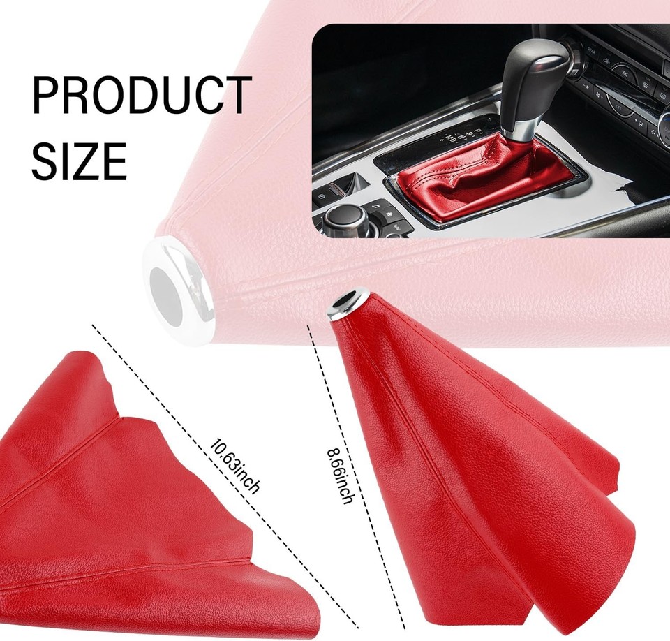Car Shift Boot,Leather Gear Cover Accessories Interior Leather Red | eBay