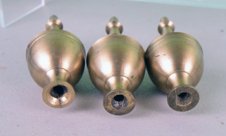 Set of Three Matching Original Pillar & Scroll Finials, Hollow, Seamed ...