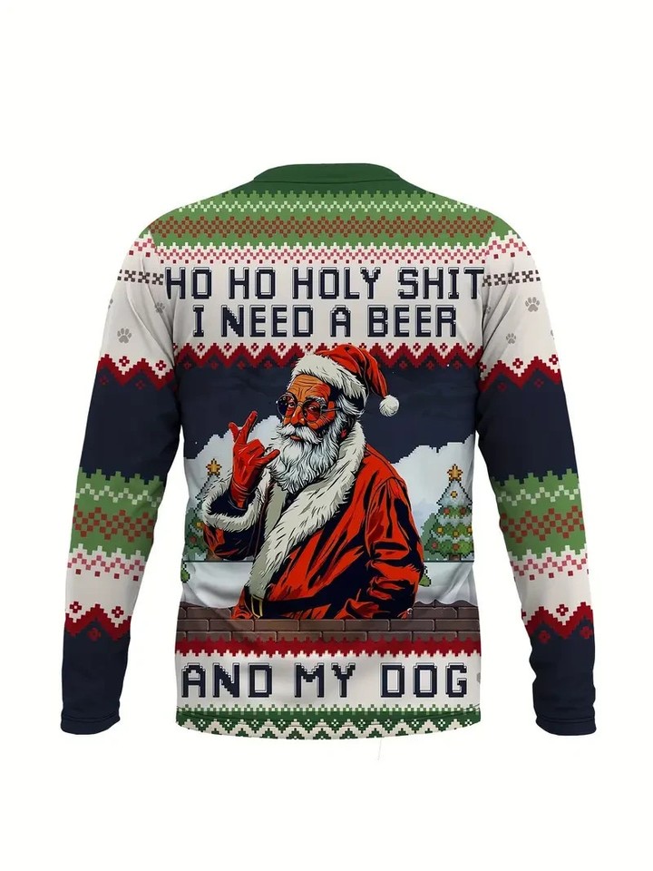 Christmas Cheers with Santa and a Cold Beer Ugly Sweatshirt | eBay