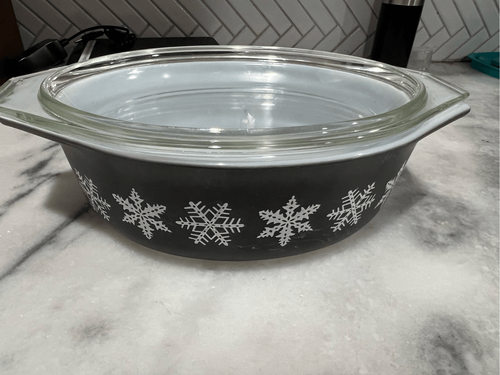 Vtg Pyrex Matte Black Snowflake 1-1/2 Qt Covered Casserole Dish with Lid 043 | eBay