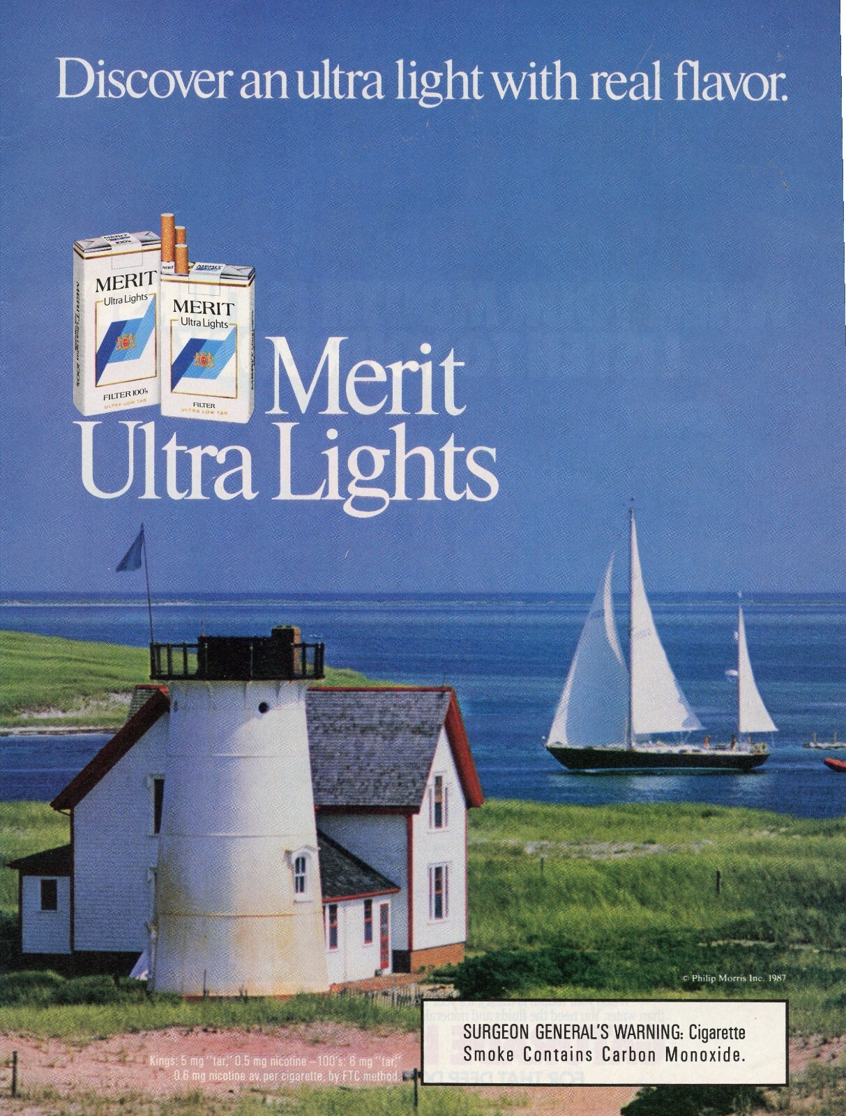 SAILING MERIT ULTRA LIGHTS CIGARETTES ORIGINAL PRINT AD | eBay