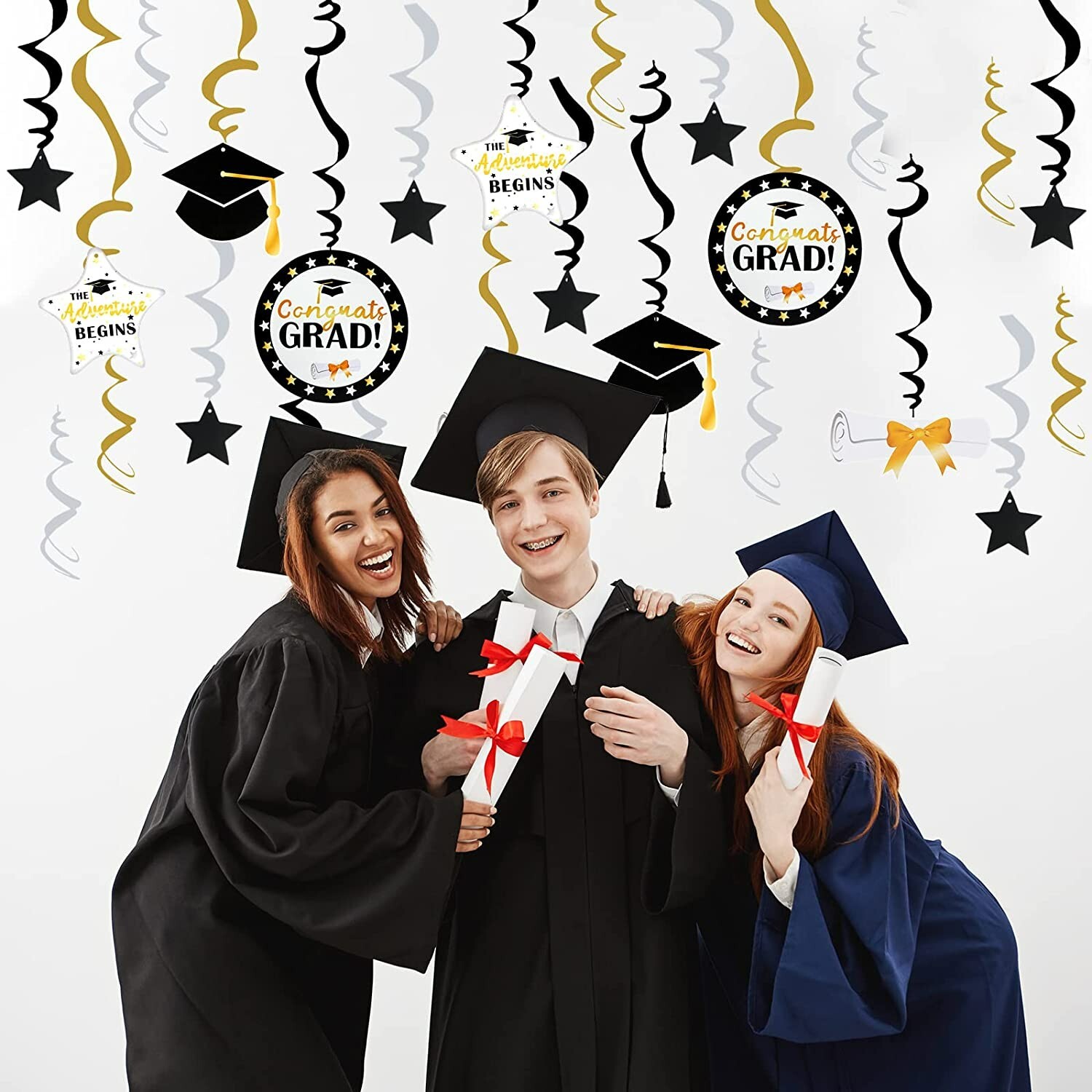 24Pcs Graduation Swirls Streamers Congrats Grad Hanging Swirl Supplies ...