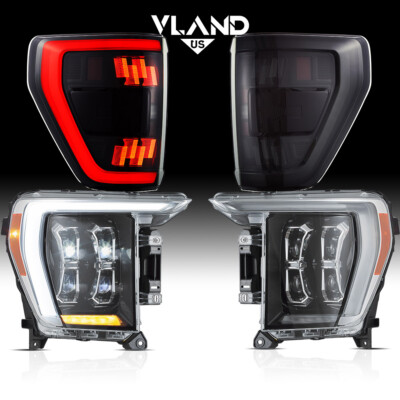 VLAND Headlights + FULL LED Tail Lights For 2021-2024 Ford F-150 XL XLT ...